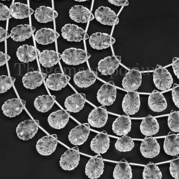 Extremely Rare Crystal Quartz Pear Cut Carving Beads | Etsy UK