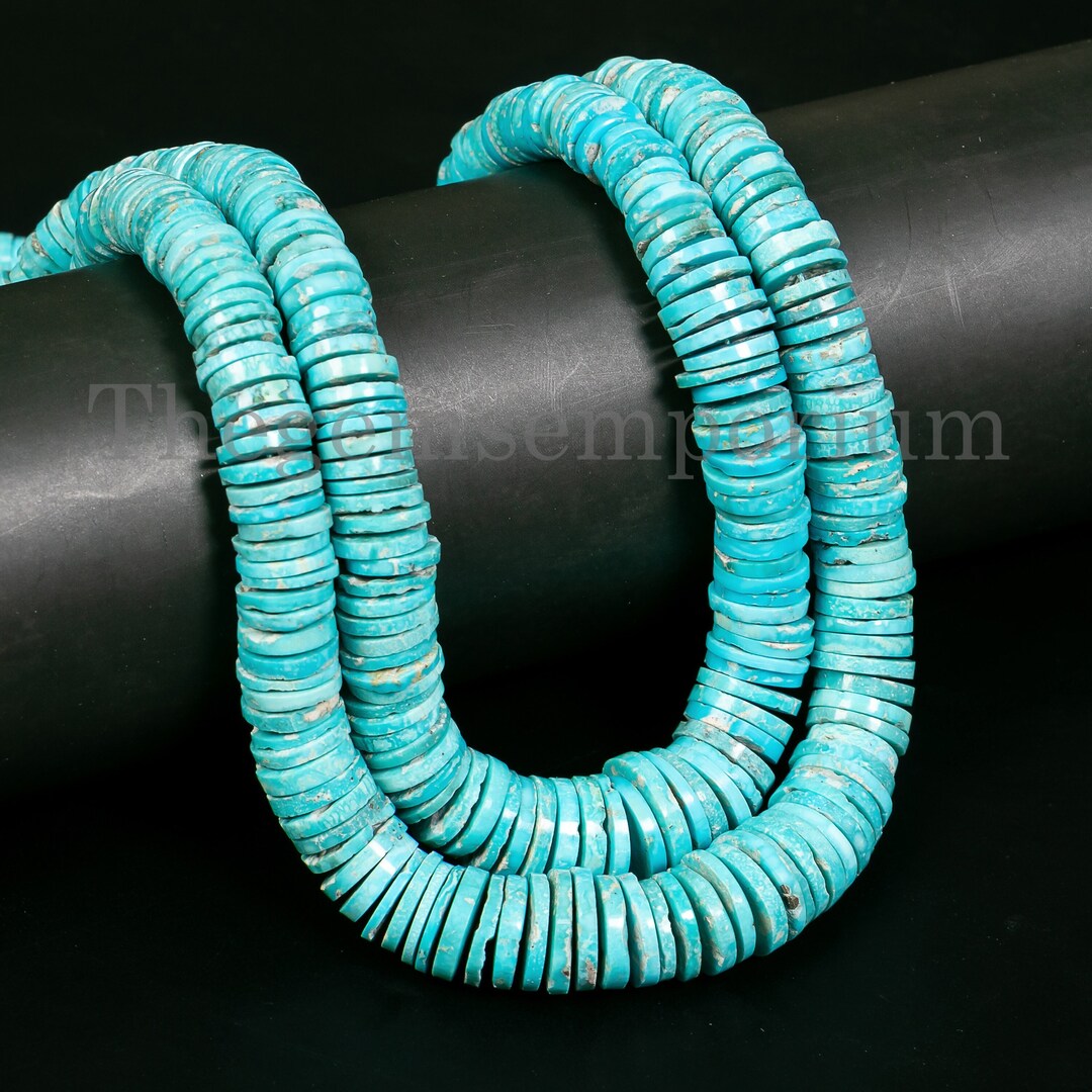 Sleeping Beauty Turquoise Tyre Beads, Loose Turquoise Smooth Beads, 6 ...