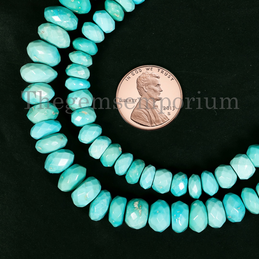 Natural Sleeping Beauty Turquoise Beads, Faceted Rondelle Turquoise ...