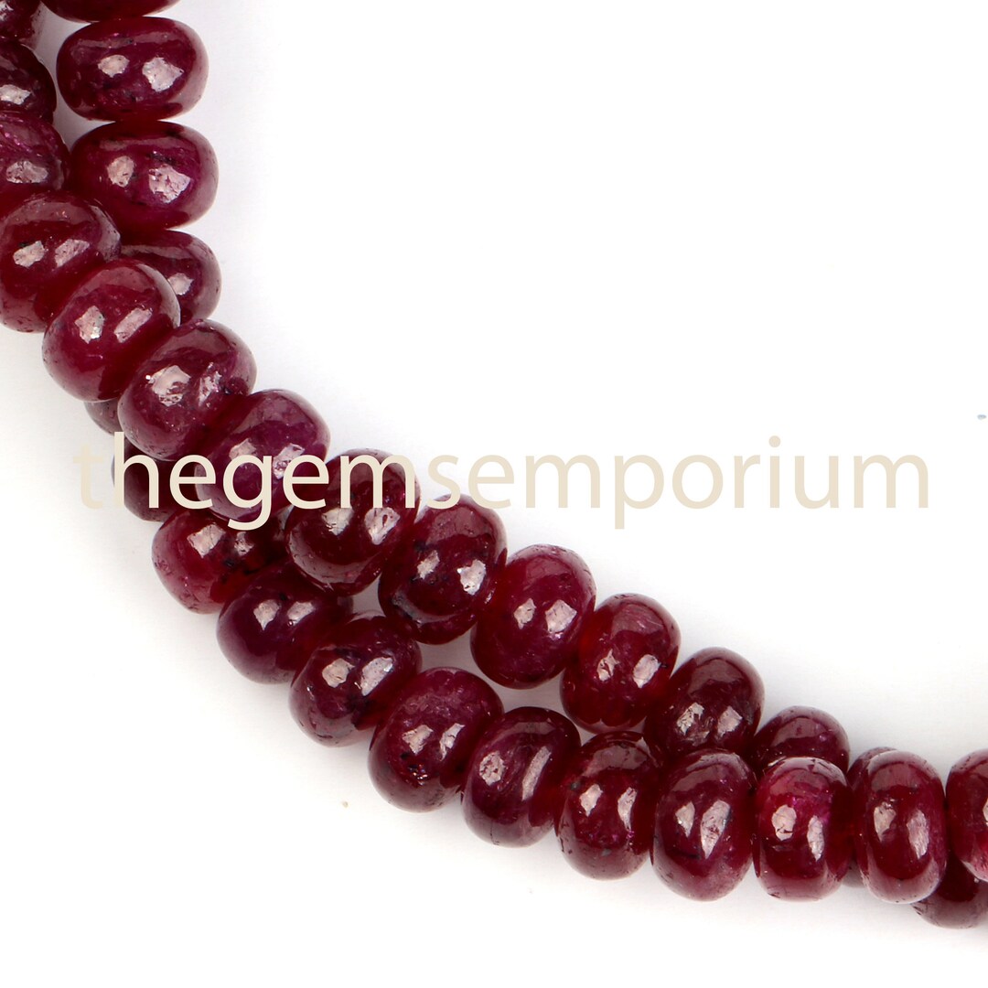 Natural Ruby Plain 8-11MM Rondelle Beads, Natural Ruby Plain Beads, No ...