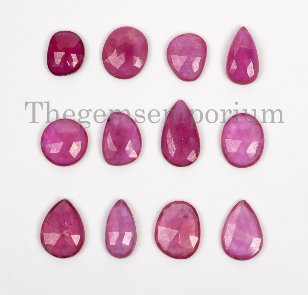 Ruby Rose Cut Slices, Flat Cabochon Gemstone, Mix Size (9x12-8x12mm) - Etsy