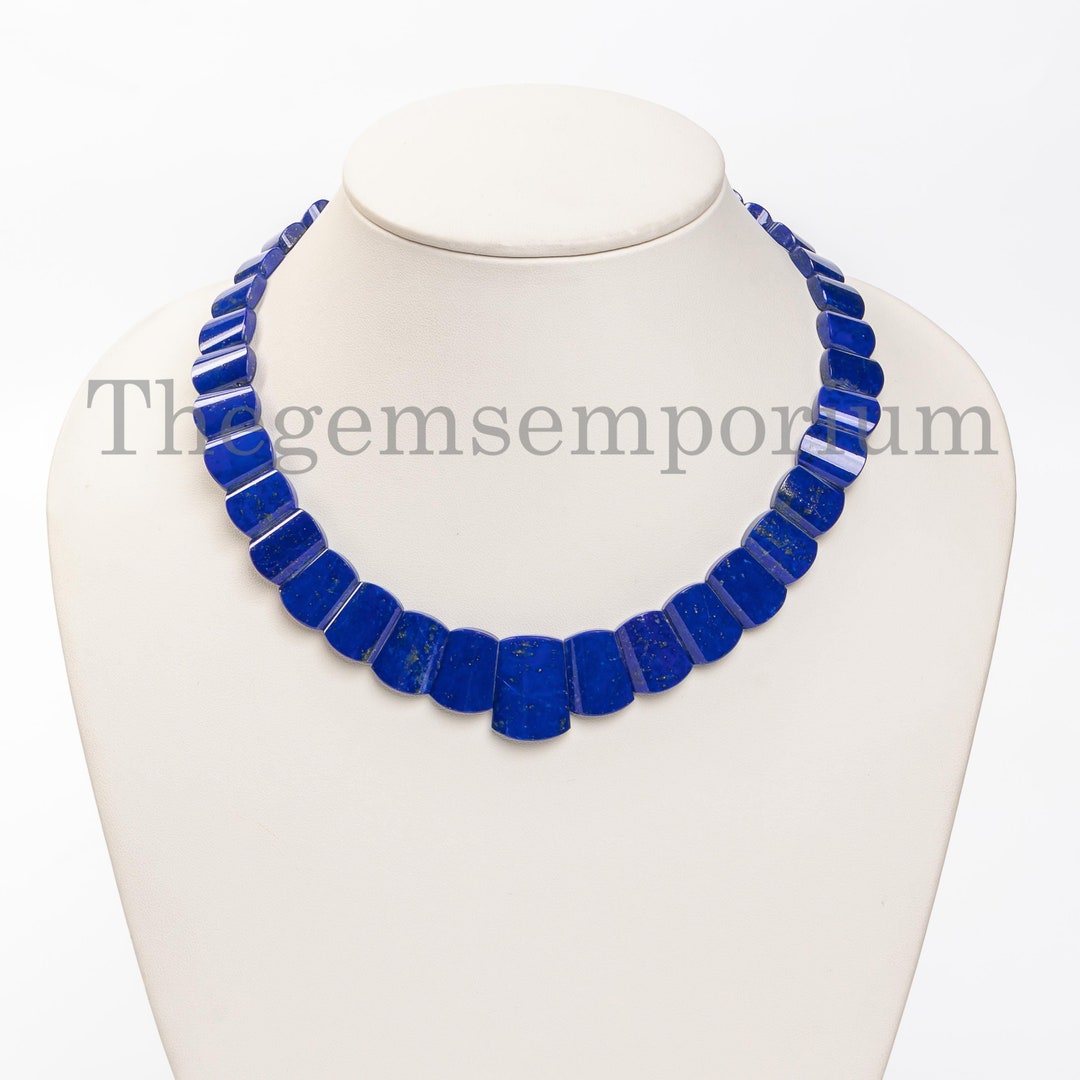 Rare! Fancy Shape Lapis Necklace, Natural Lapis Beads Necklace, Unique ...