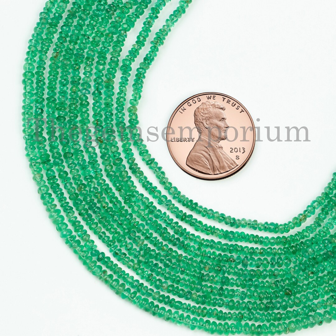 1.75-2.25mm Natural Emerald Beads, Emerald Smooth Rondelle Beads ...