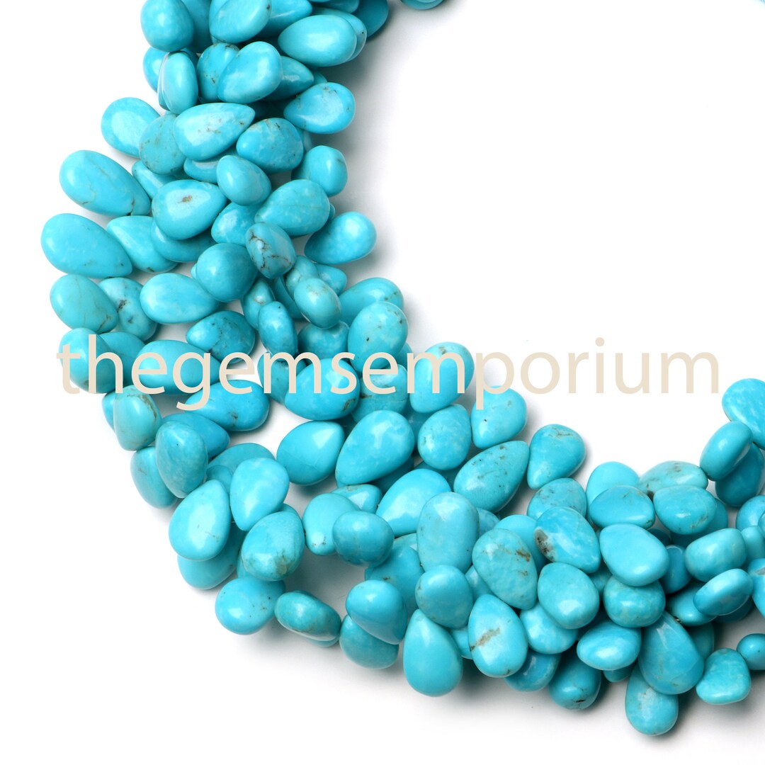 Sleeping Beauty Turquoise Plain Pear, Natural Gemstone Pear Shape Bead ...