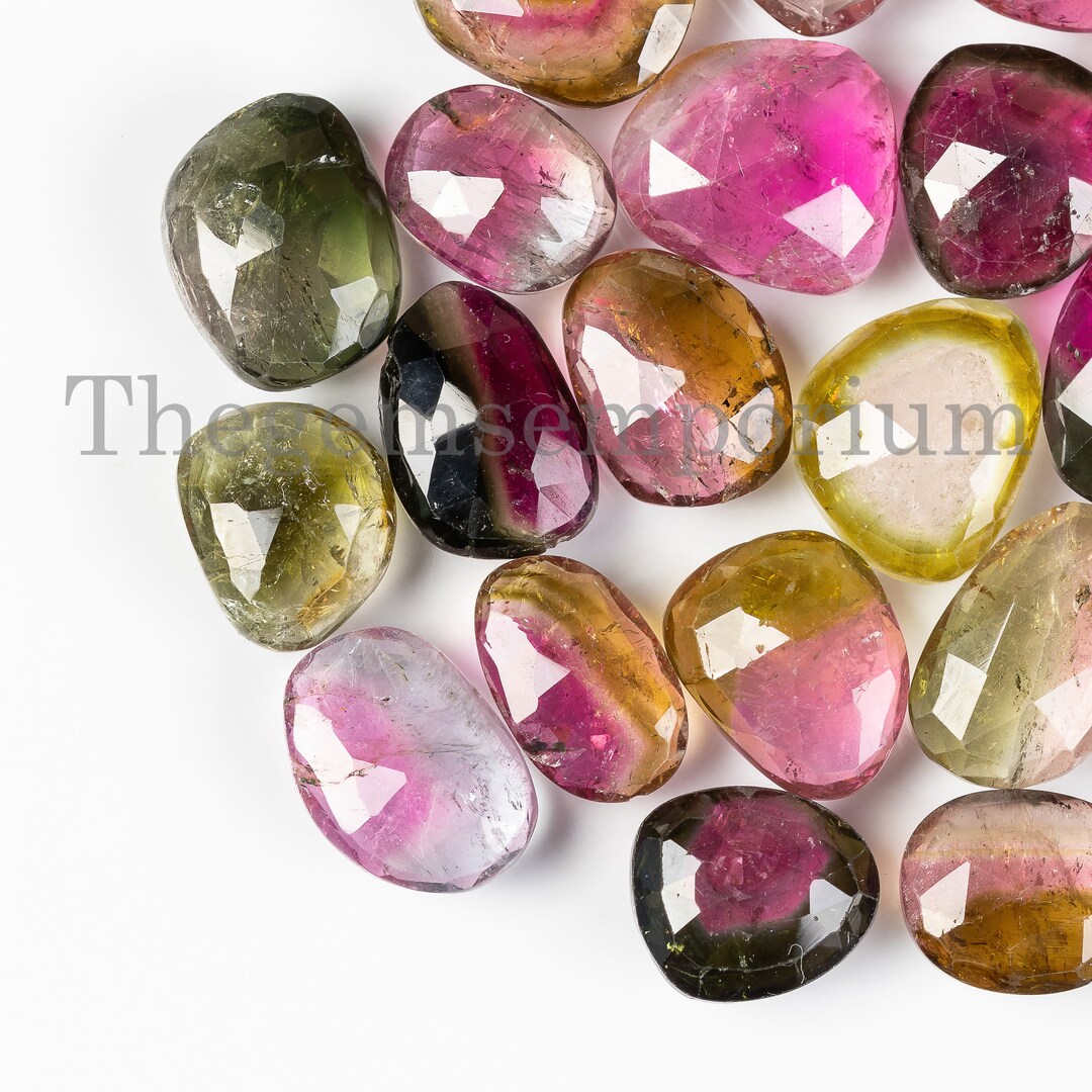 Rare! Bio Tourmaline Rose Cut Stones, Tourmaline Polki Gemstone,multi ...