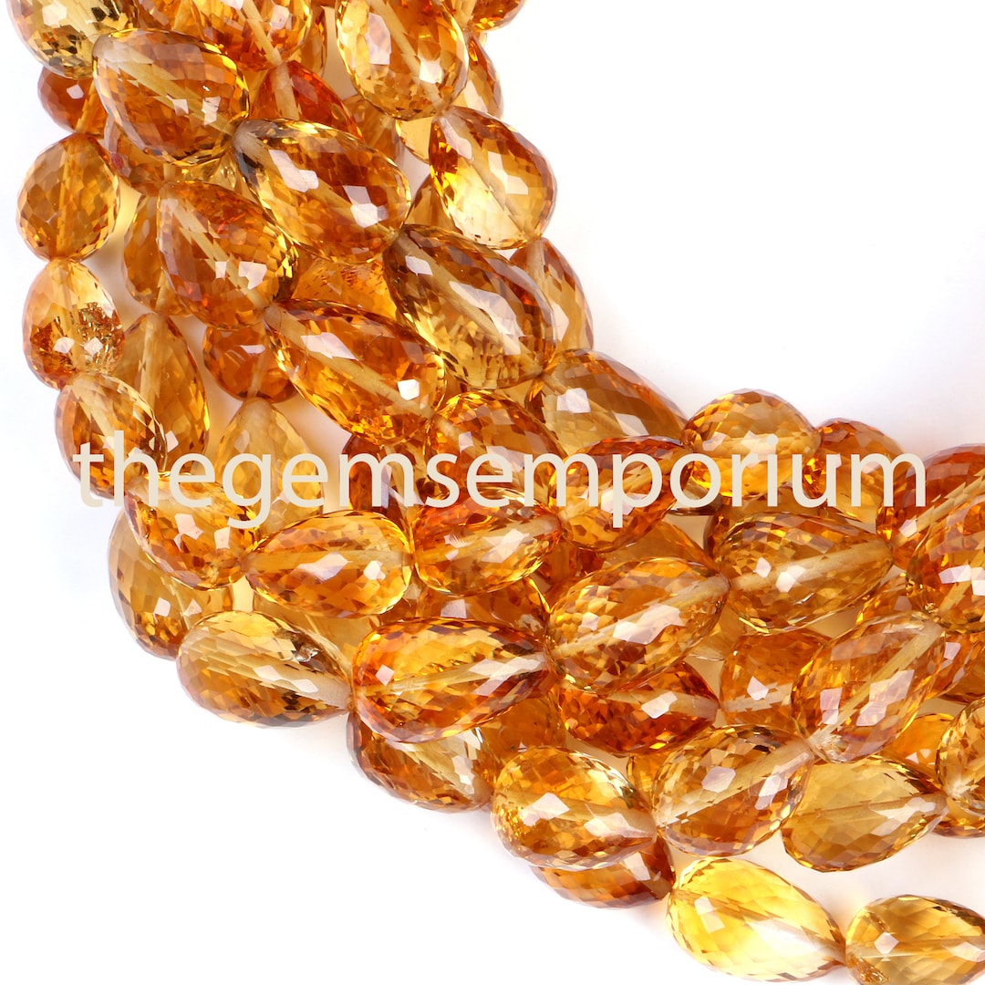 Madeira Citrine Faceted Beads, Citrine Faceted Drops Beads, Briolette ...