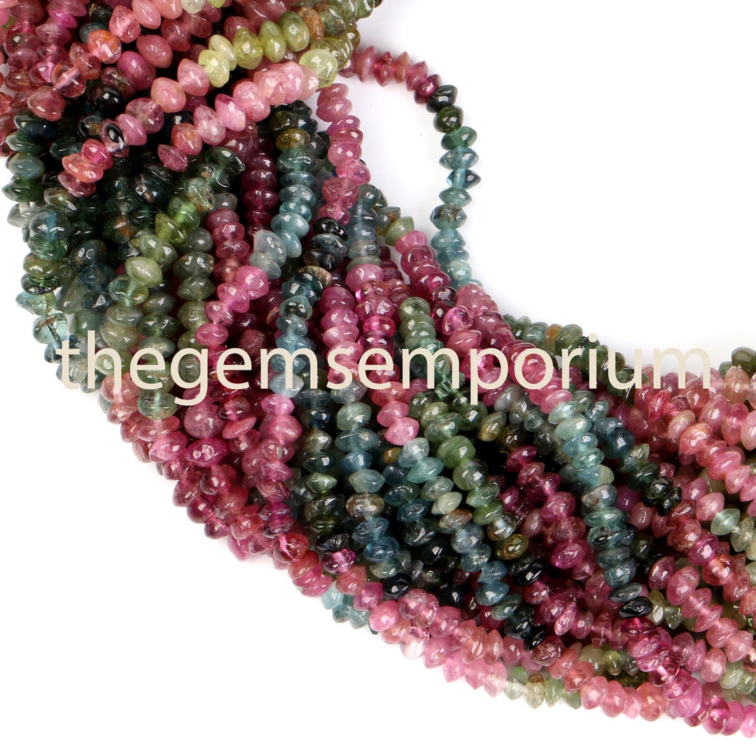 Multi Tourmaline Plain Smooth Button 3-4MM Beads, Tourmaline Button ...