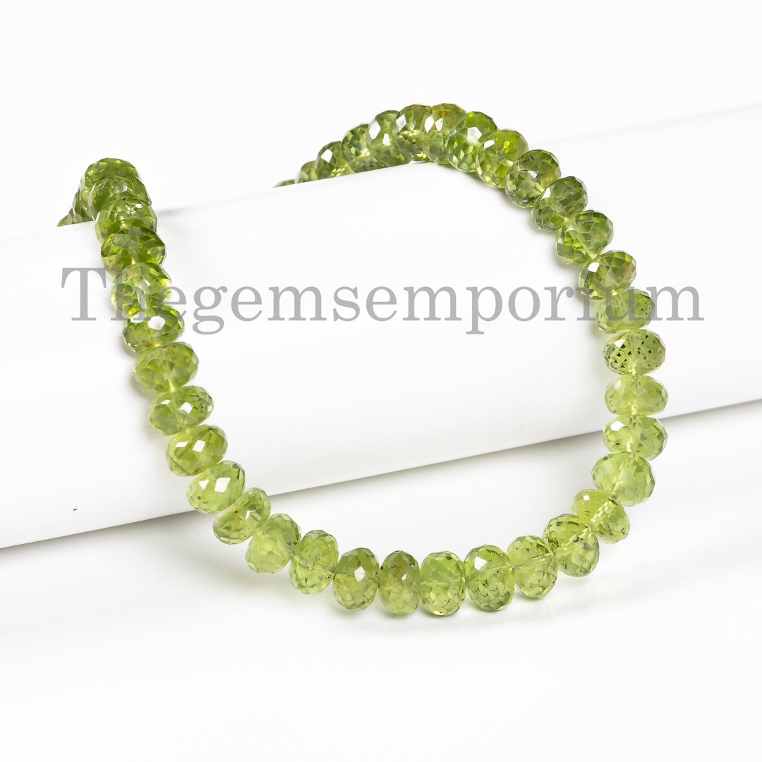 Natural Peridot Jewelry, 6-8 Mm Peridot Beaded Necklace, 17" Peridot ...