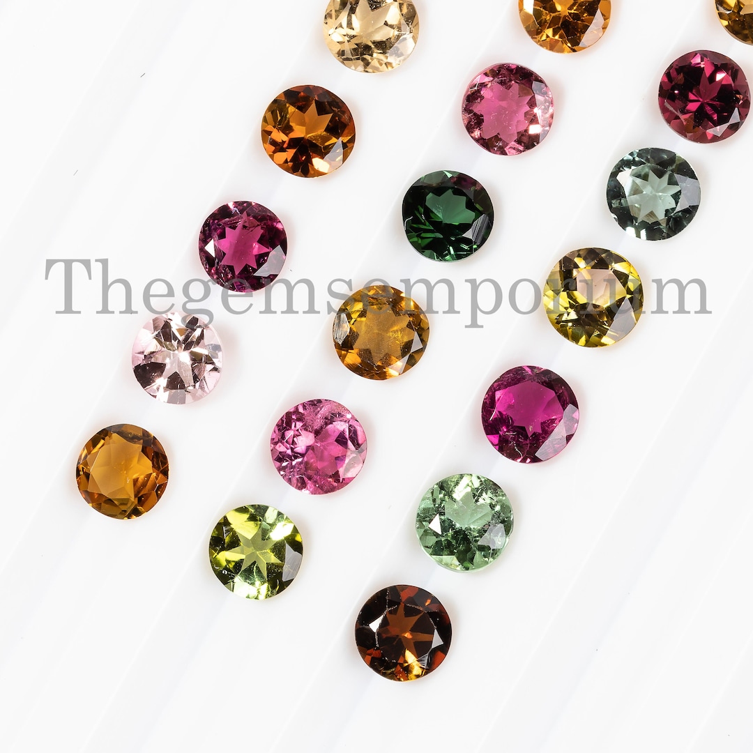 10 Pcs, 4.5mm Tourmaline Round Cut Stone, AAA Tourmaline Loose Stone ...