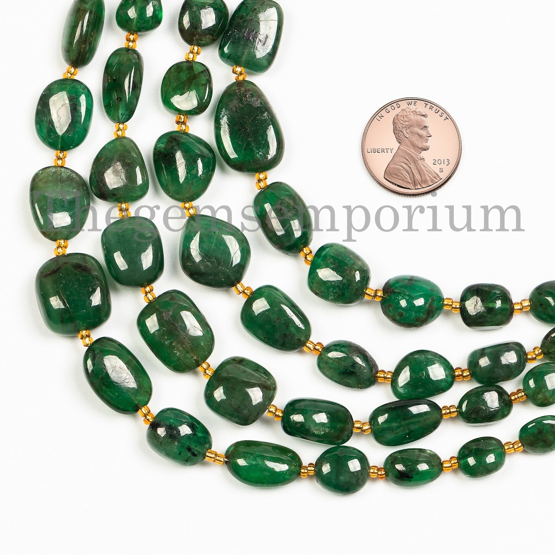 Emerald Smooth Nugget Strand, Emerald Plain Tumble, Loose Emerald for ...
