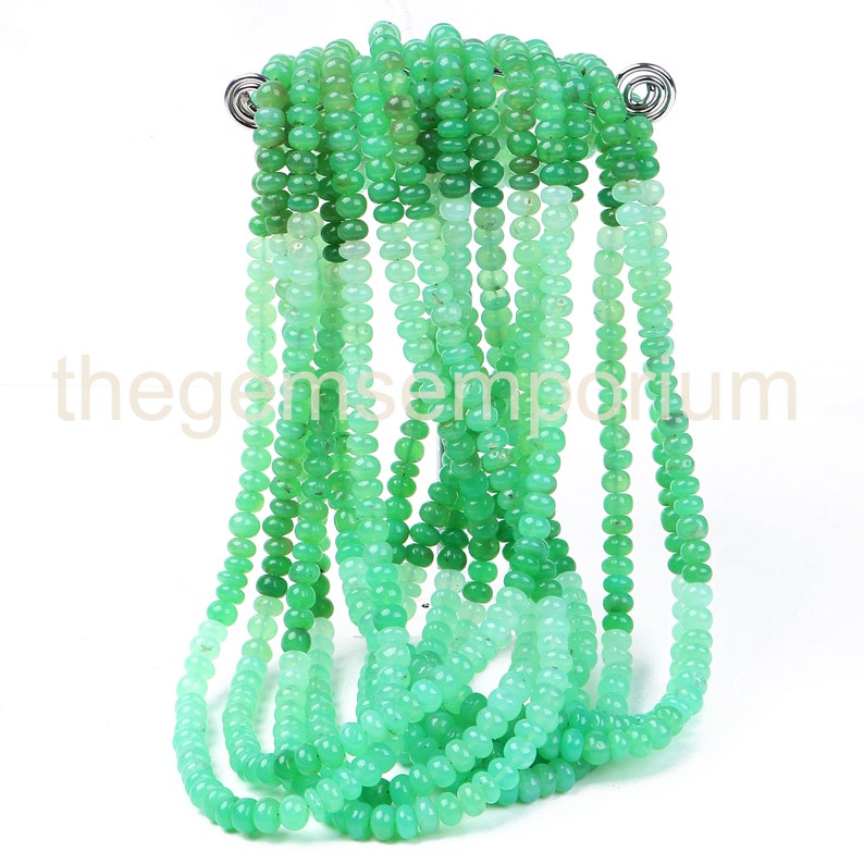 Chrysoprase Smooth Rondelle Gemstone Beads, 5mm Chrysoprase Rondelle ...