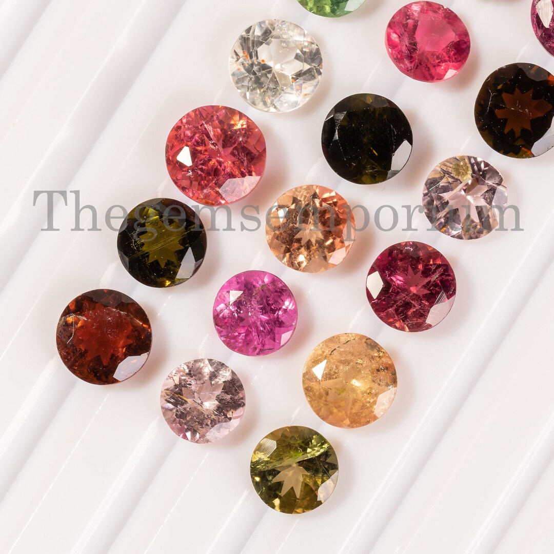 20 Pcs Lot, Natural Multi Tourmaline Cut Stone, Tourmaline Round ...