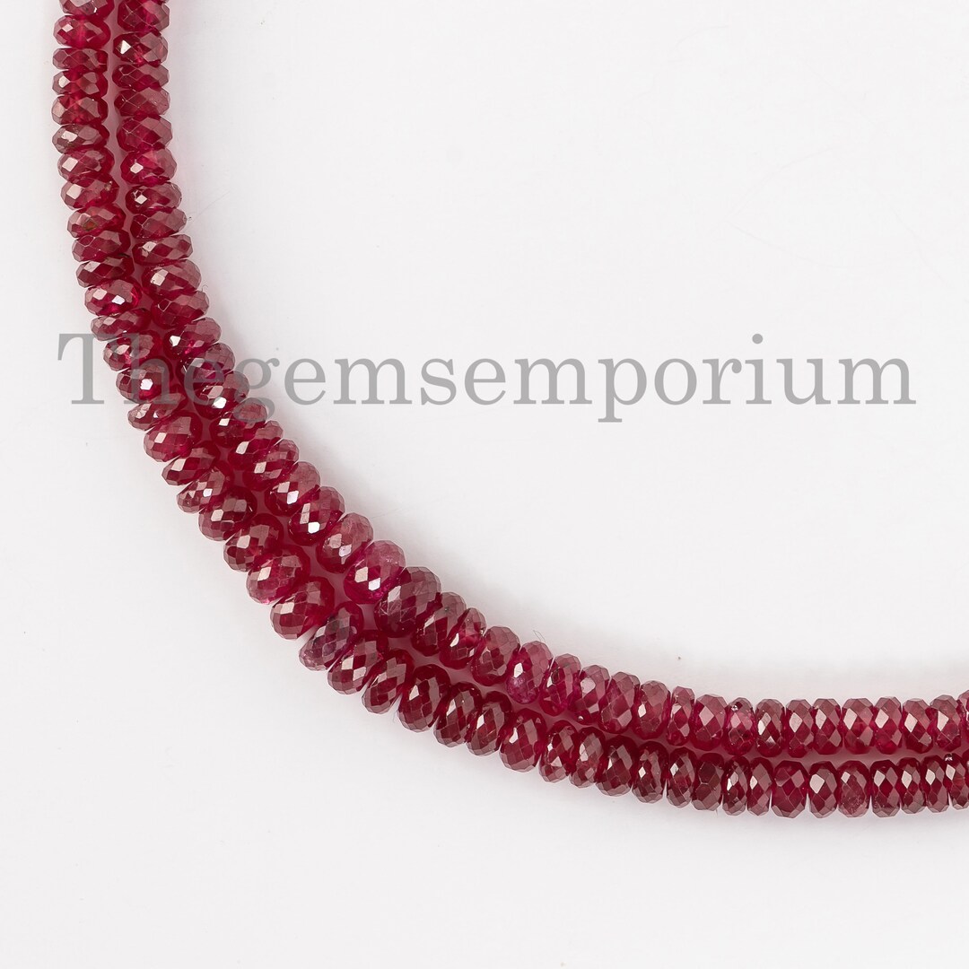 Natural Burmese Ruby Necklace, Burmese Ruby Faceted Rondelle Beads ...