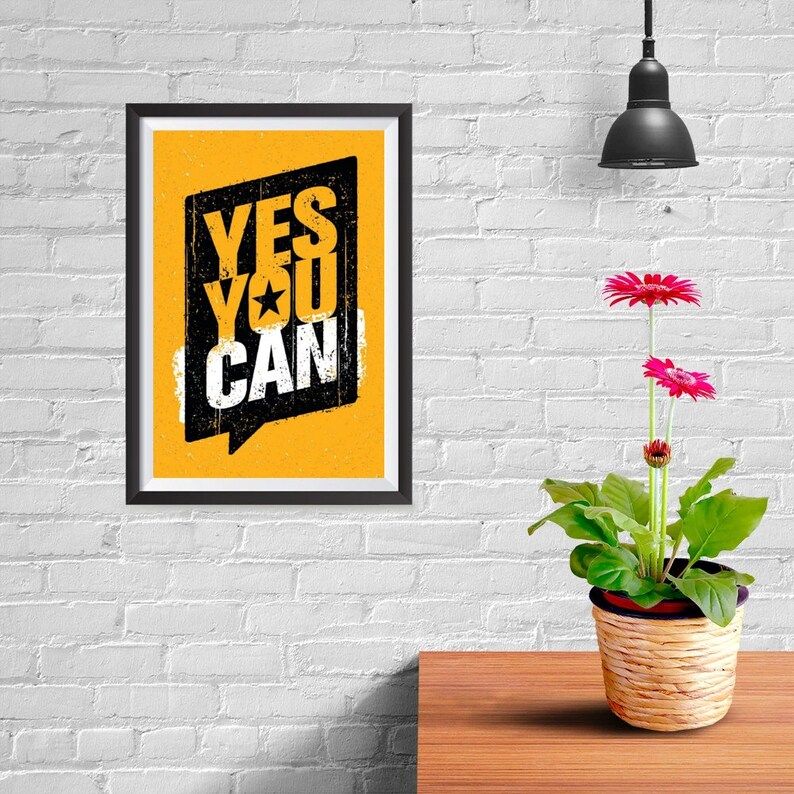 Yes You Can - Gym Poster Quote Motivational Fitness Inspiration - High ...