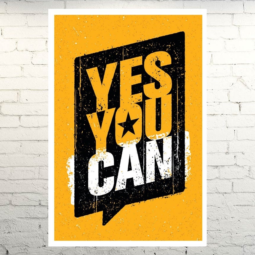 Yes You Can - Gym Poster Quote Motivational Fitness Inspiration - High ...