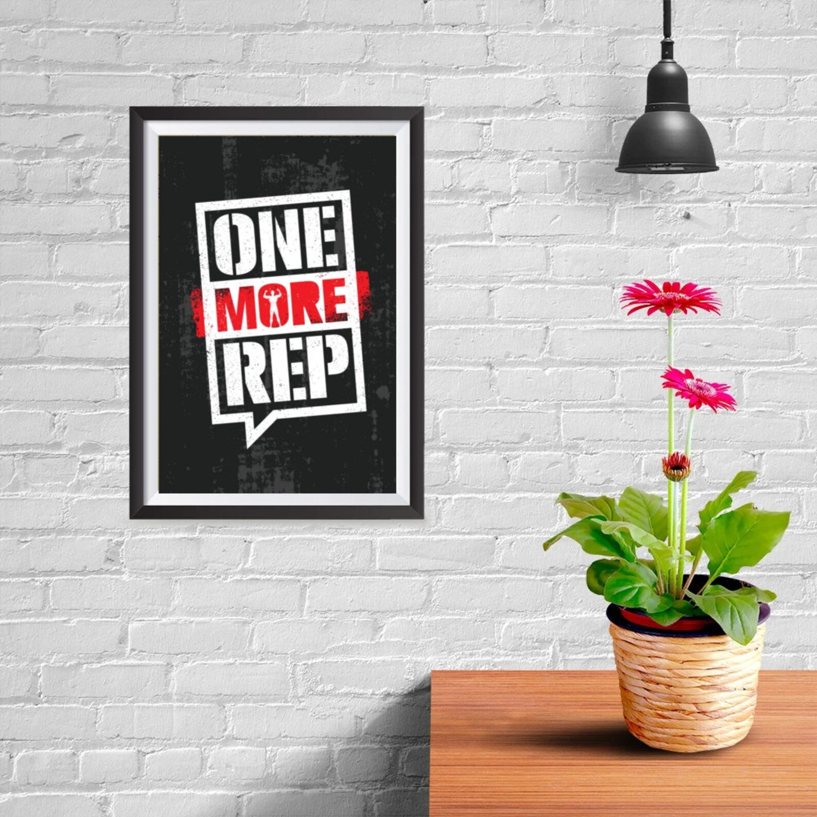 One More Rep - Gym Poster Quote Motivational Fitness Inspiration - High ...