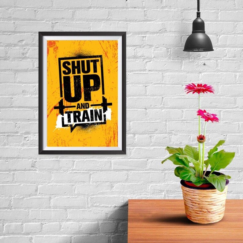 Shut up and Train - Gym Poster Quote Motivational Fitness Inspiration ...