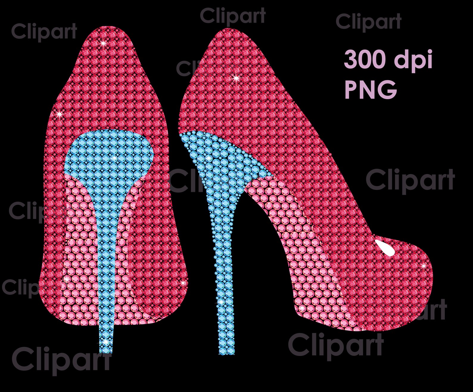 High Heels Shoes Clipart PNG Diamond Rhinestone Shoe Clip Art. Ladies ...