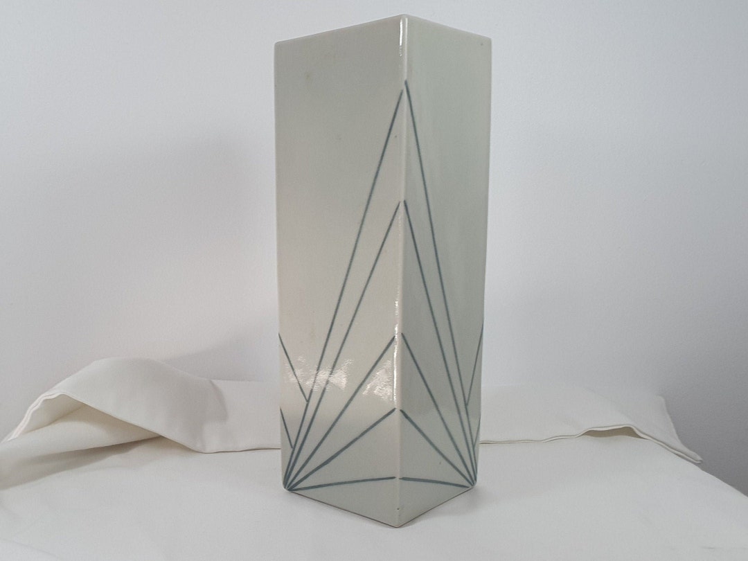 Retro 1990s Grey Geometric Futuristic Vase Australian Studio Pottery ...