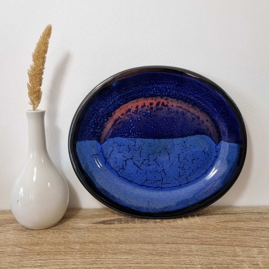 Brookfield Pottery – Deep Blue Pink Reactive Glaze Plate – 22.5cm ...