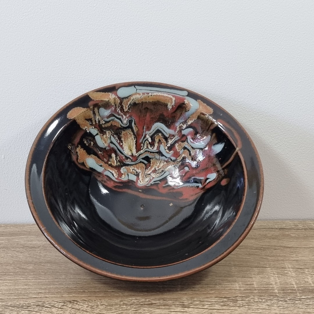 Vintage Signed Brown AGATEWARE Marbled Studio Pottery Stoneware Display ...