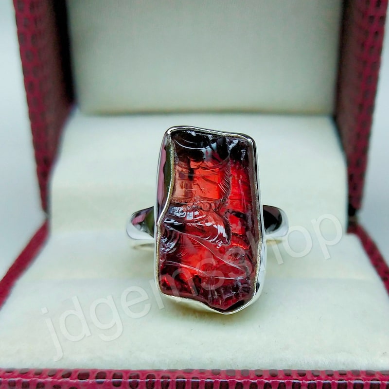 Large Ring With Red Stone - Etsy