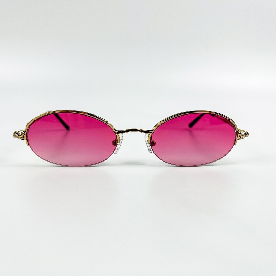 90s Gold Frame Sunglasses: Pink Gradient Lens, Made in France, Kango - Etsy