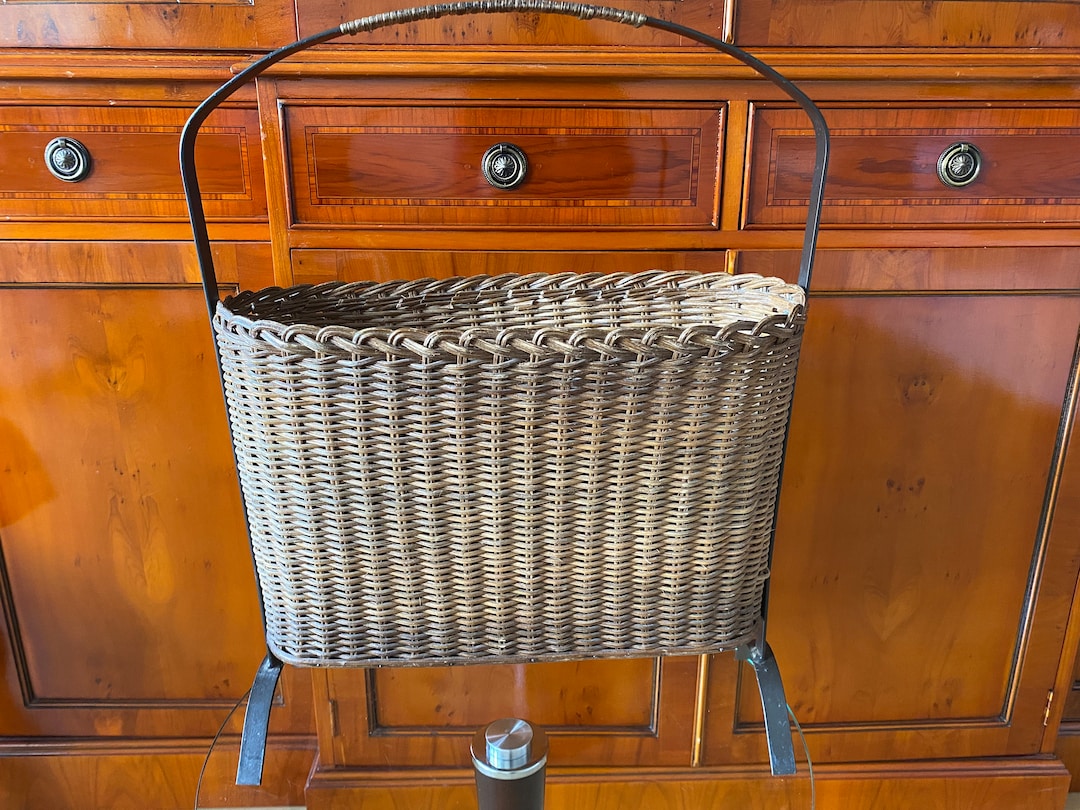 Mid Century Modern Basket Magazine Rack Vintage Newspaper Holder - Etsy