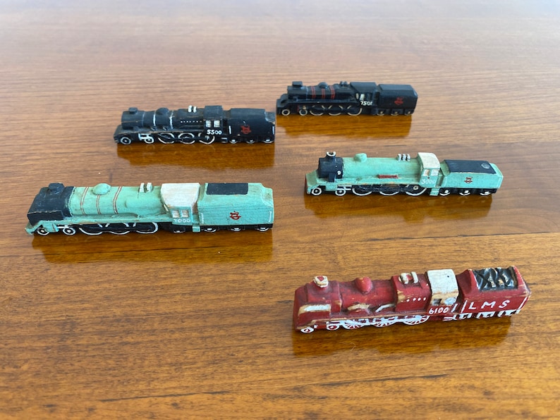 Set of 5 Miniature LMS Locomotives – Vintage Handmade Wooden Model ...