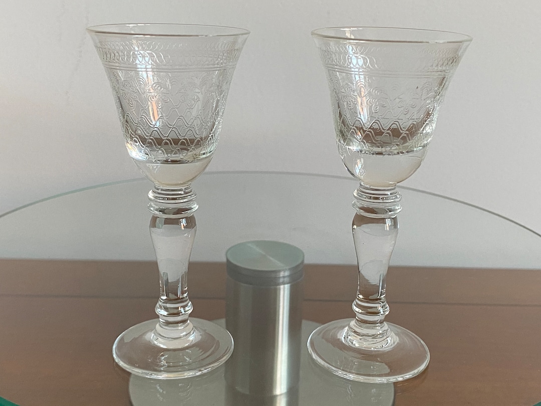 Set of 2 Antique Shot Glasses | Vintage Sherry Liquor Glasses | Small ...