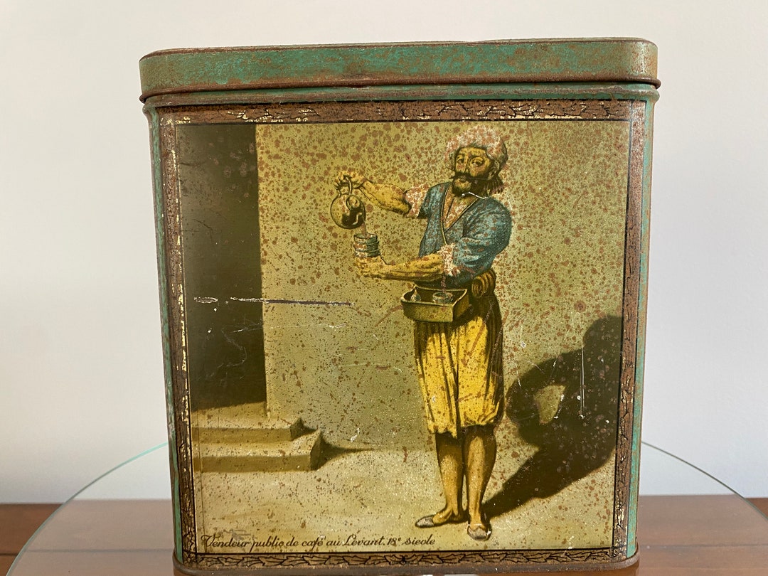 Rare Old Tin Box Coffee Lithograph Print Plantation Colonial ...