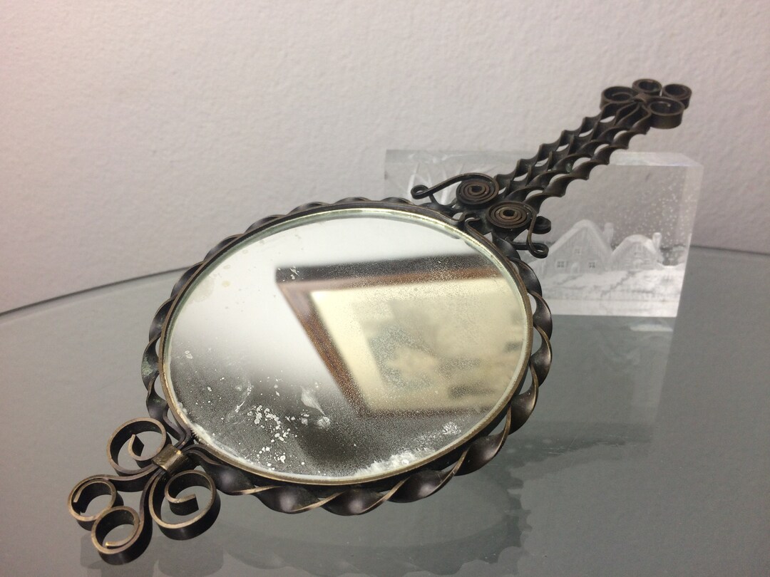 Vintage Metal Hand Mirror – Double-sided Vanity Mirror With Patina ...