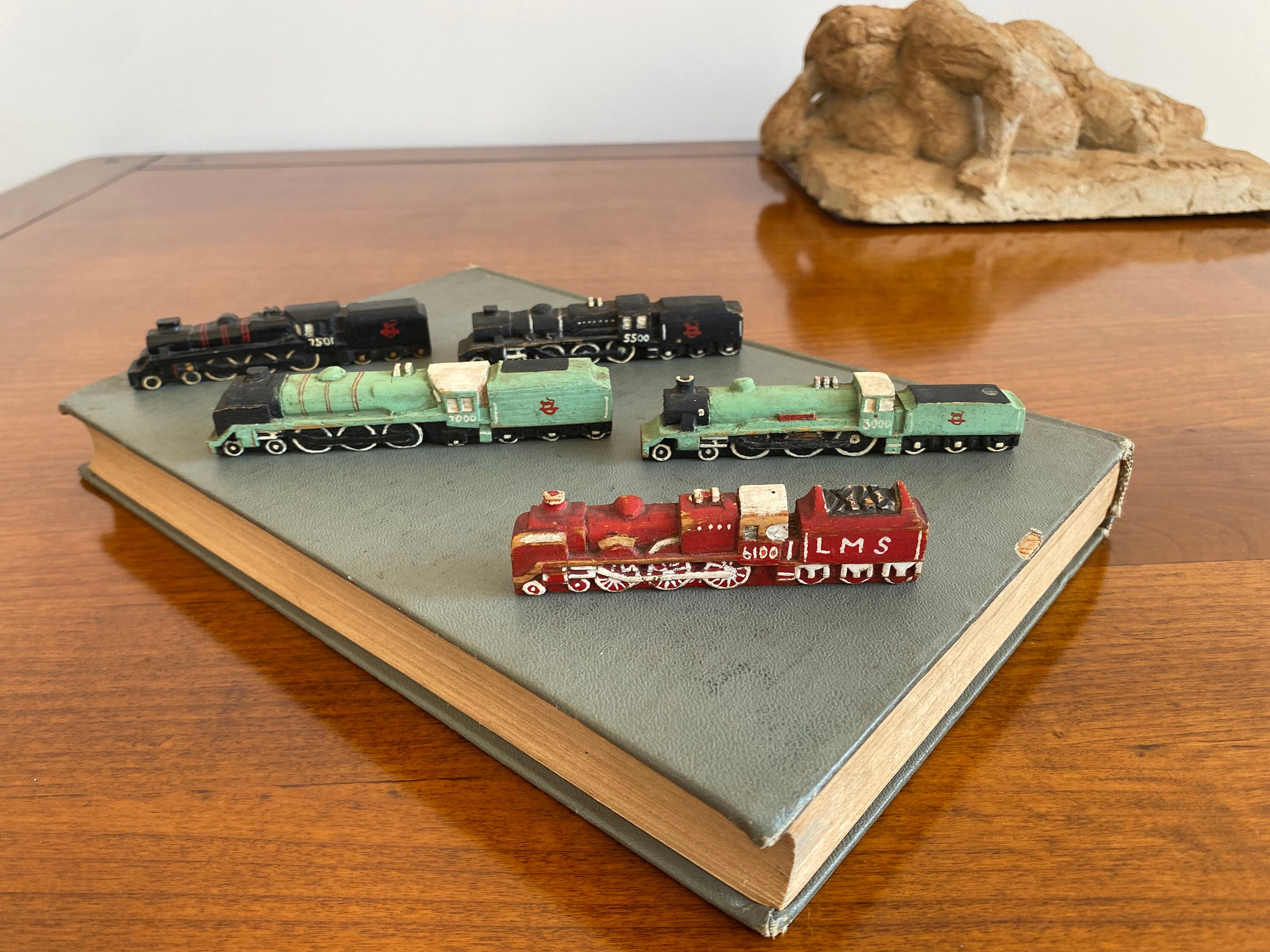 Set of 5 Miniature Lms Locomotives Vintage Handmade Wooden Model Train ...