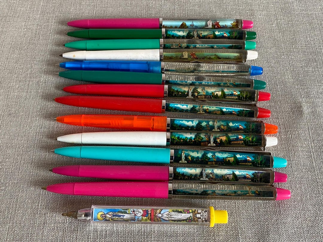 Vintage Set of 14 Floaty Pens Notre Dame De Banneux, Made in Denmark ...