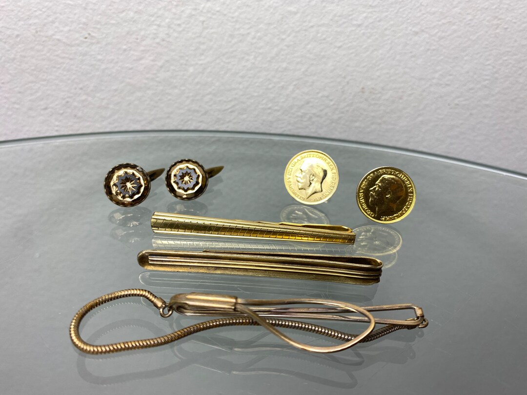 Lot of 5 Cuff Links & Tie Clips Men's Jewelry Vintage Cufflinks Antique ...