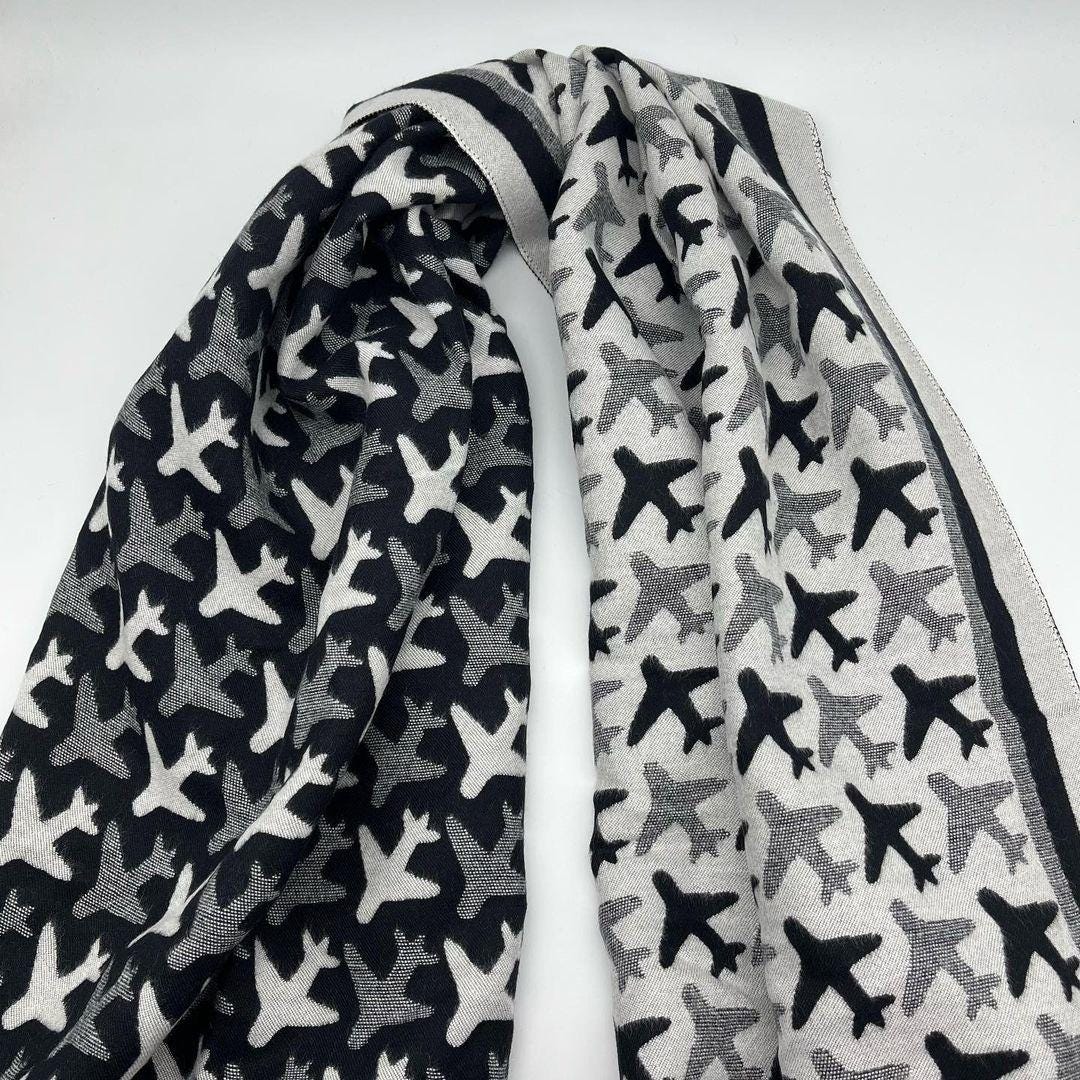 Winter Scarf With Airplanes, Warm Scarf, Unisex, Knit Scarf, Scarf With ...