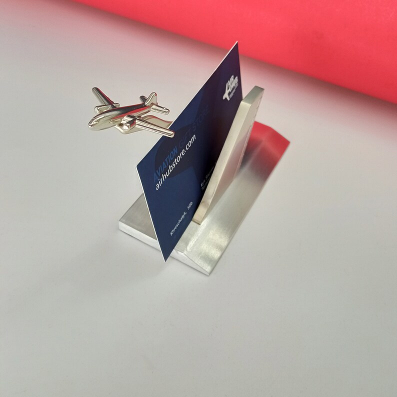 Desk Card Holder - Place Holder With Airplane - Metal Card Holder ...
