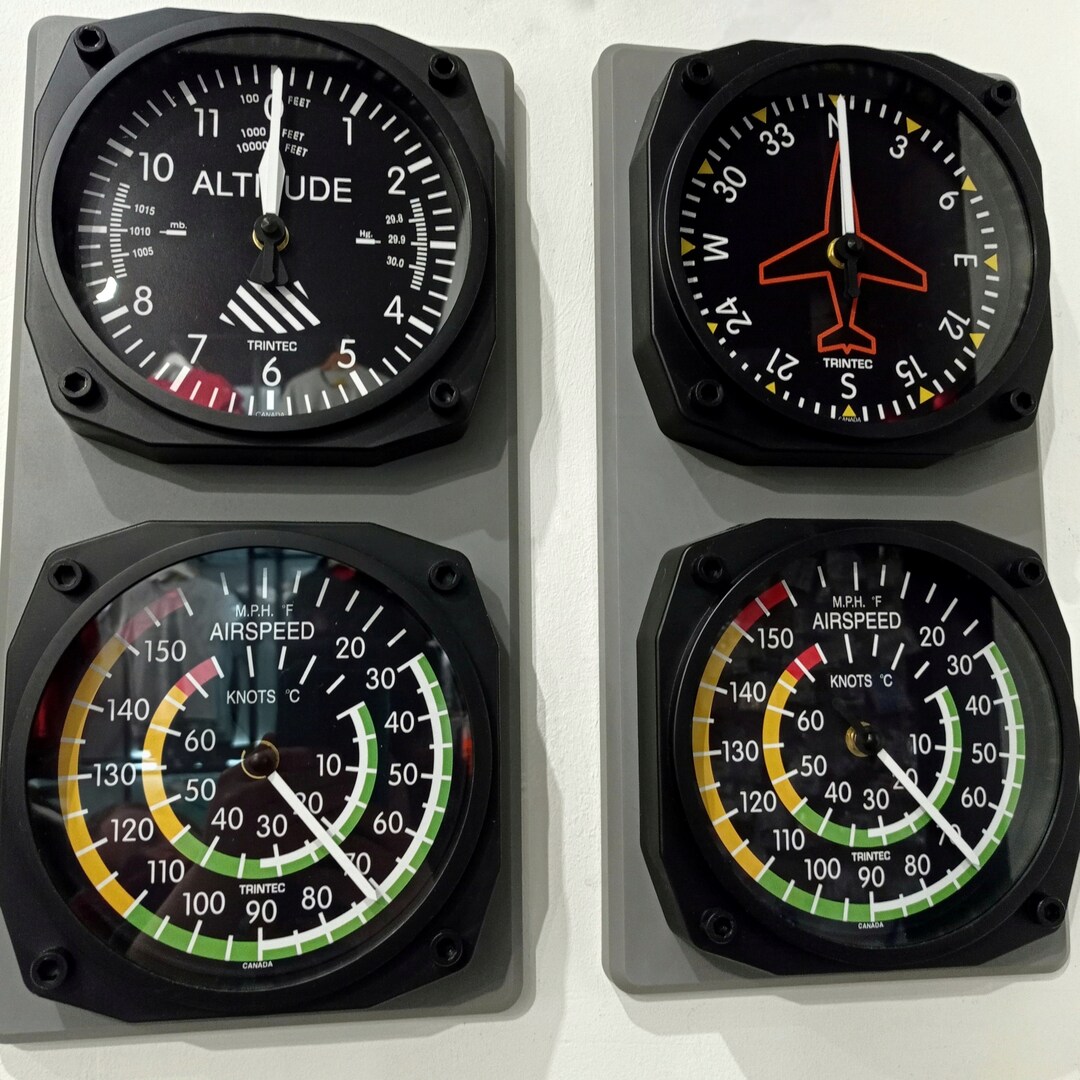 Clock Altitude and Thermometer Airspeed, Course, Wall Clock, Aviation ...