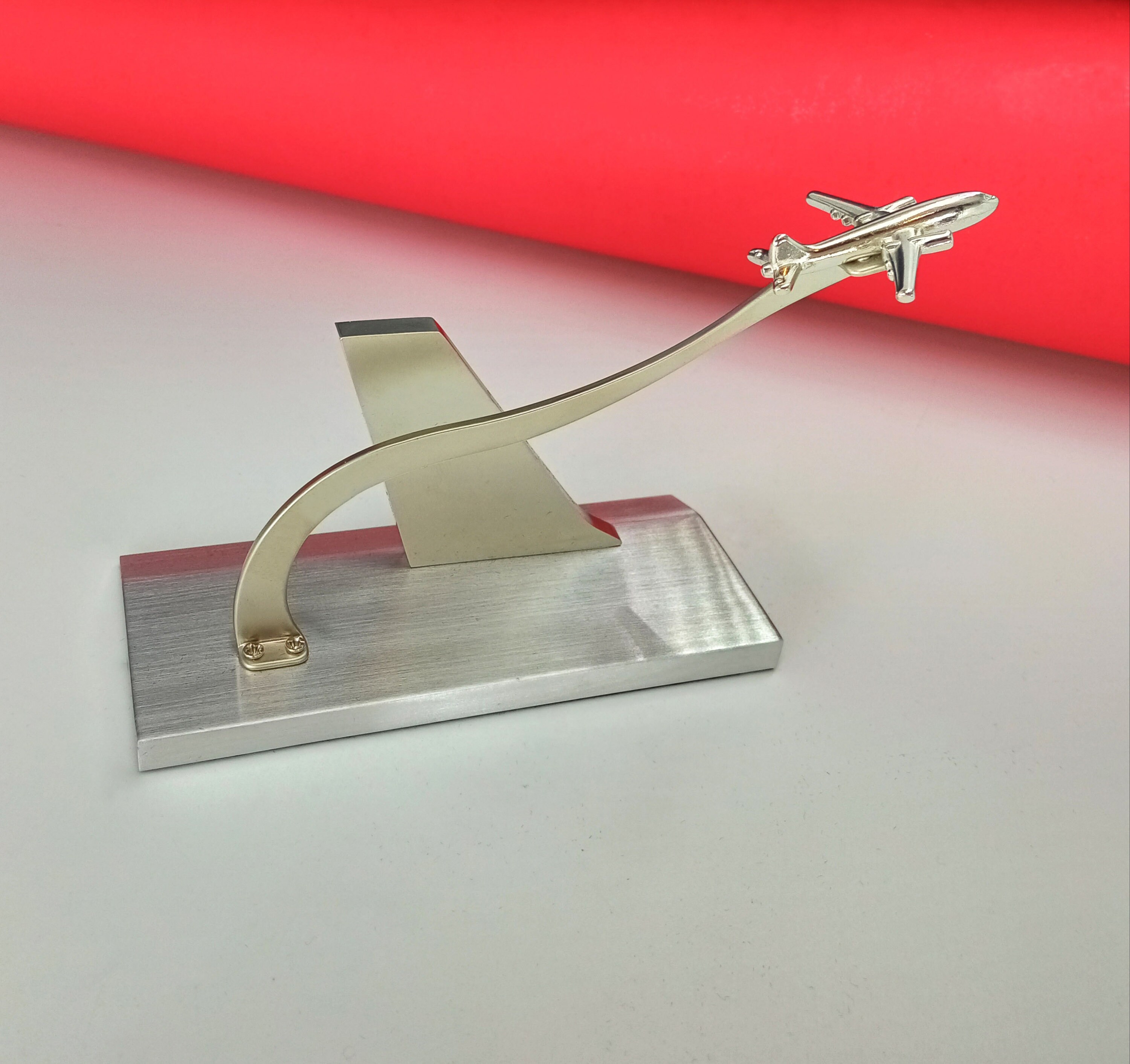 Desk Card Holder - Place Holder With Airplane - Metal Card Holder ...