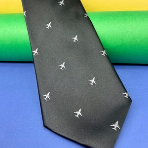 Black Tie With Planes, Necktie, Aviation Gift, Present for Pilot ...