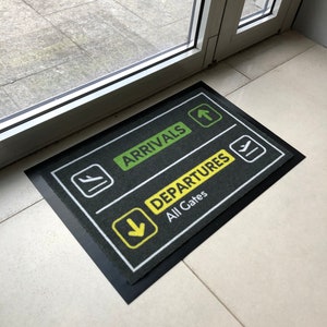 Departure Arrival Doormat, Aviation Gift, Arrivals and Departures Plane ...