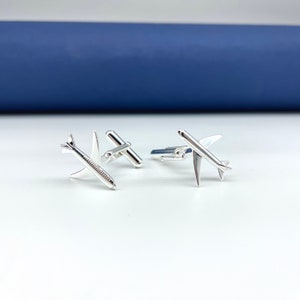 Silver Airplane Cufflinks, Aircraft, Plane, Airplane Jewelry, Pilot ...
