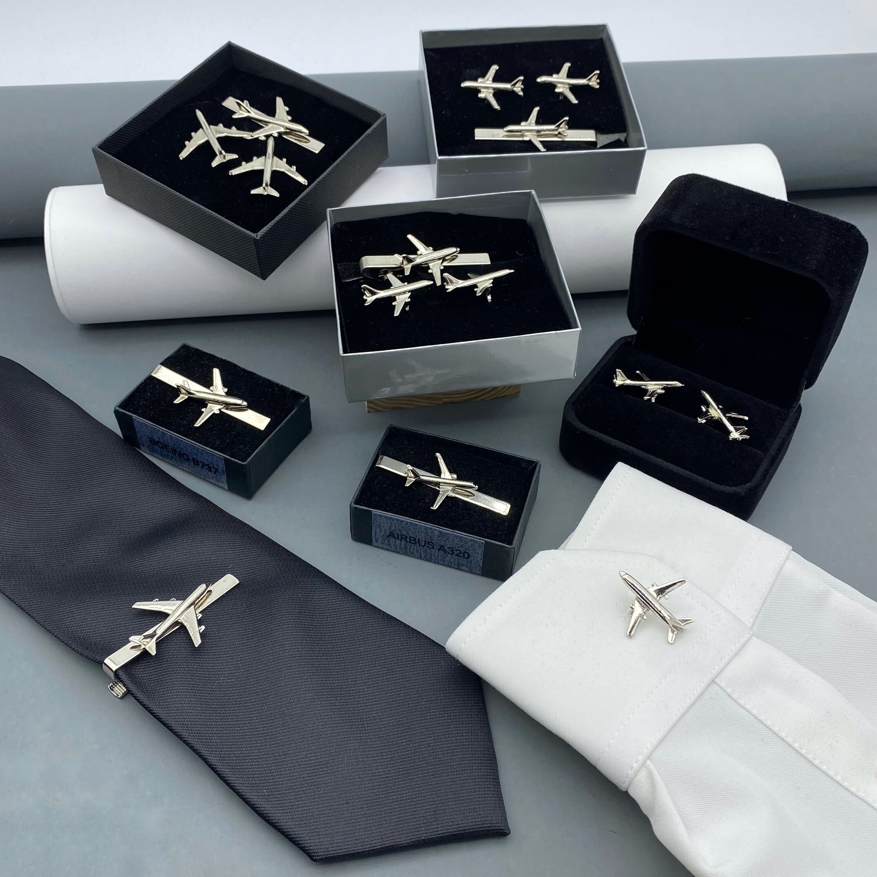 Airplane Cufflinks and Tie Clip Set, Pilot Gift - Etsy