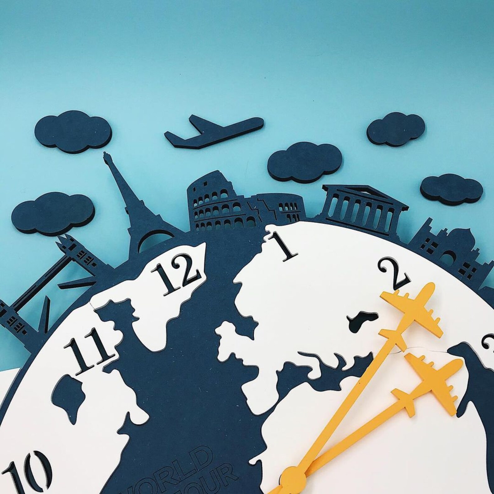 Clock Around the World Handmade Clock Travel Clock Wall - Etsy