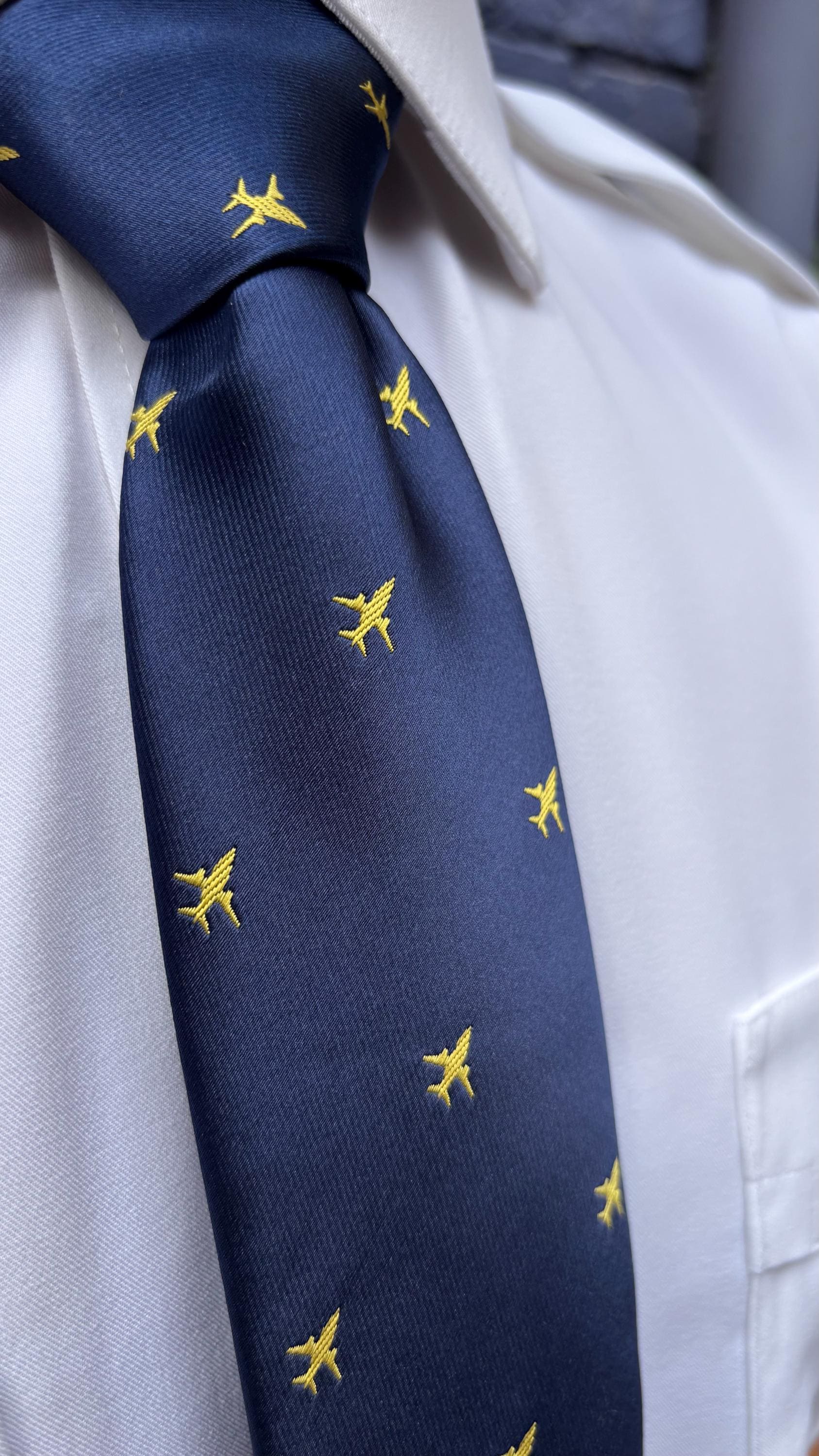 Blue Tie With Yellow Planes, Necktie, Aviation Gift, Present for Pilot ...