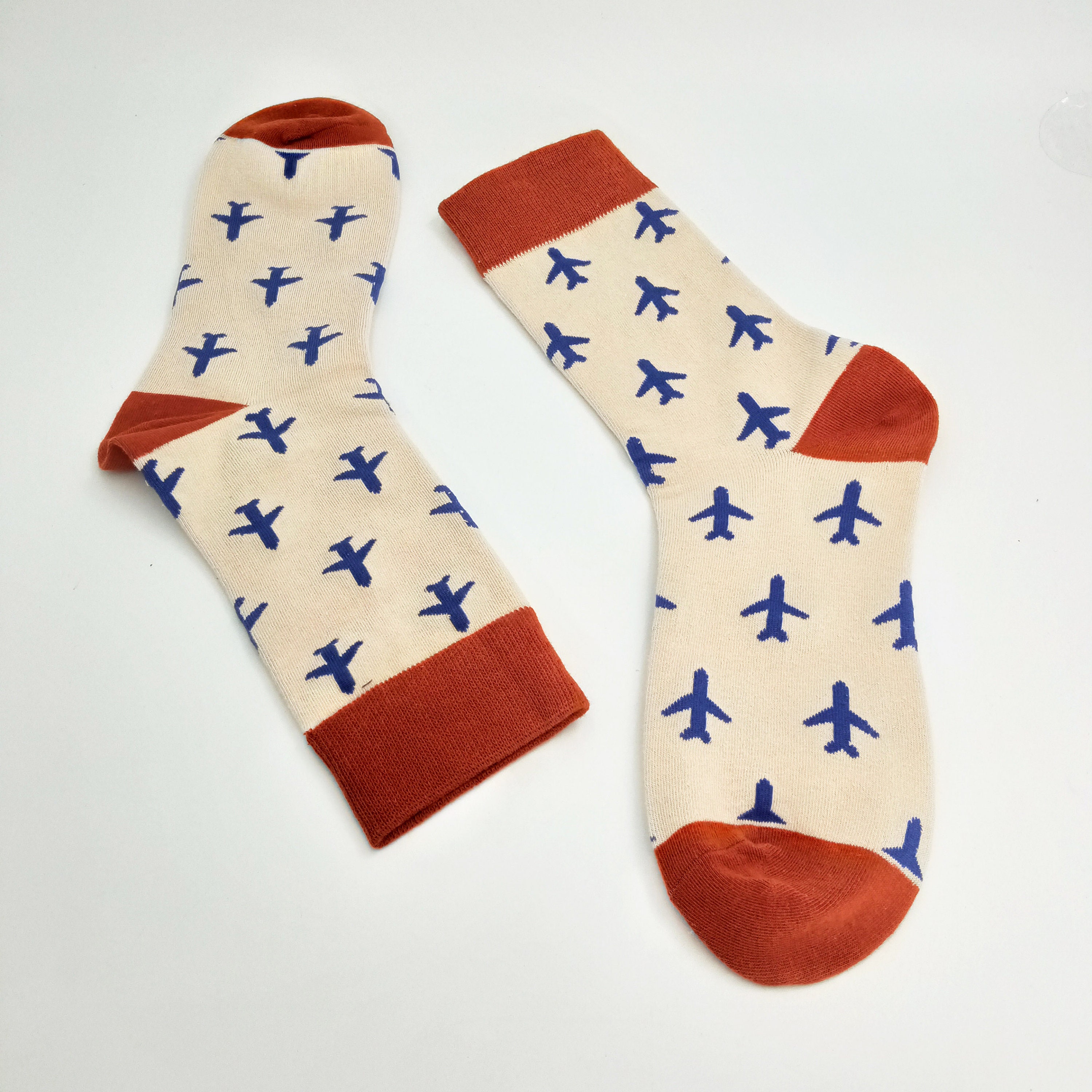 Beige Aviation Socks With Plane, Socks With Airplanes, Flight, Gift for ...