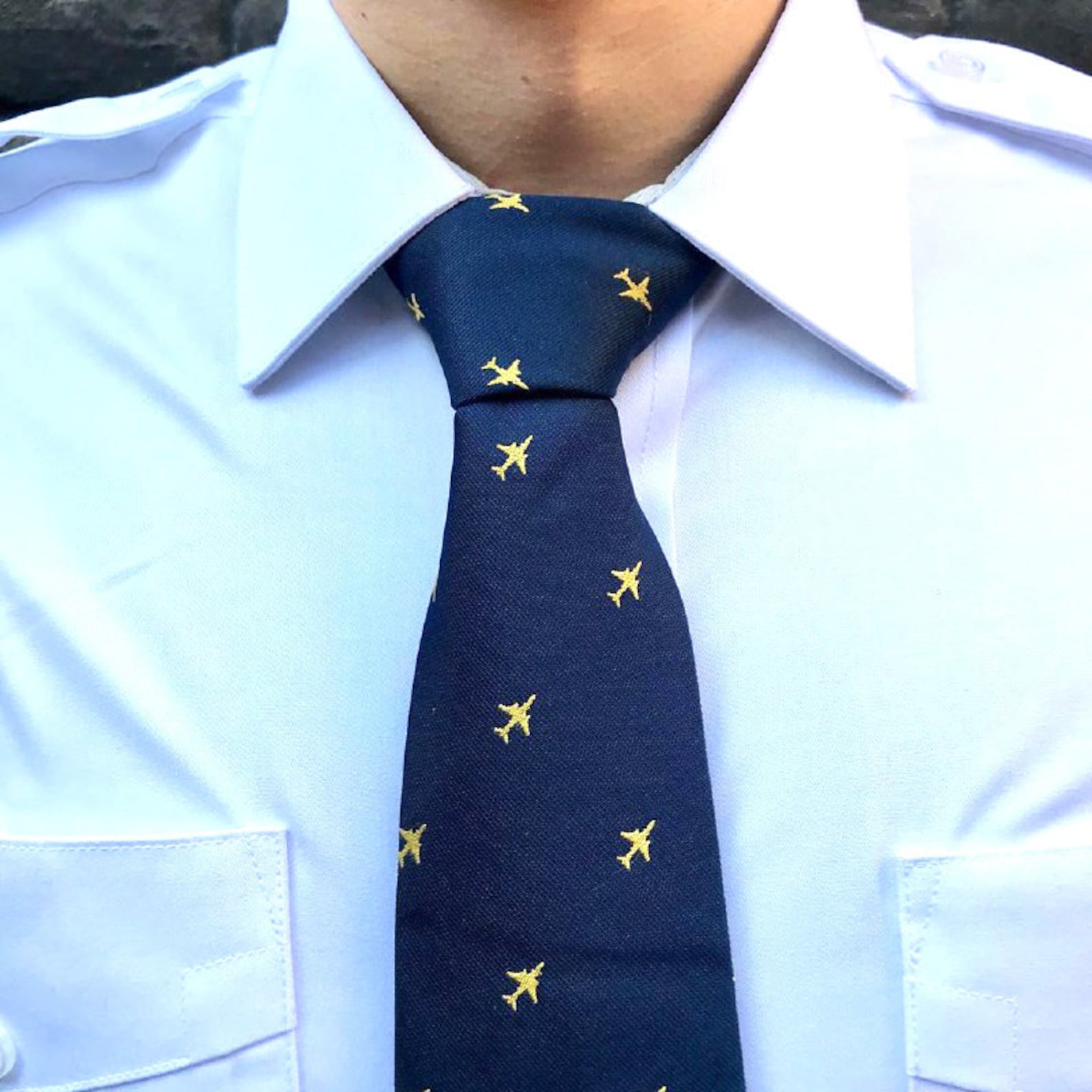 Blue Tie With Yellow Planes Necktie Aviation Gift Present - Etsy