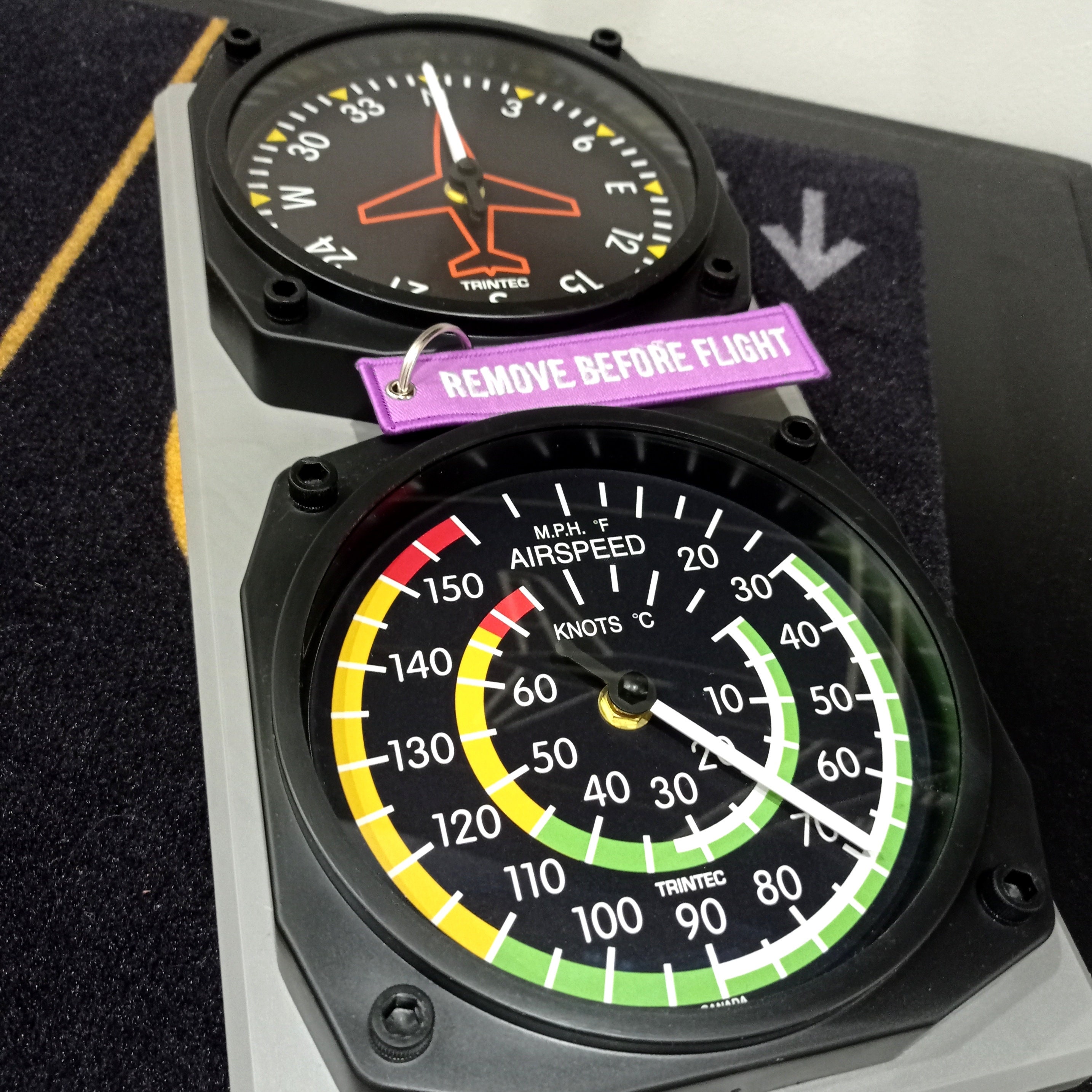 Clock Altitude and Thermometer Airspeed, Course, Wall Clock, Aviation ...
