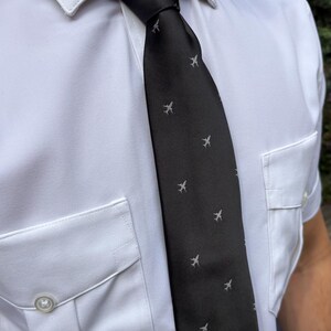 Black Tie With Planes, Necktie, Aviation Gift, Present for Pilot ...