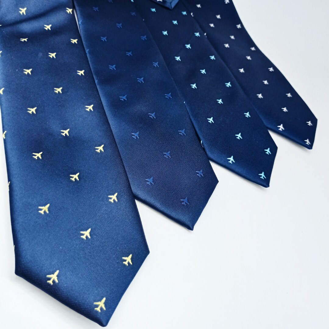 Blue Tie With Yellow Planes, Necktie, Aviation Gift, Present for Pilot ...